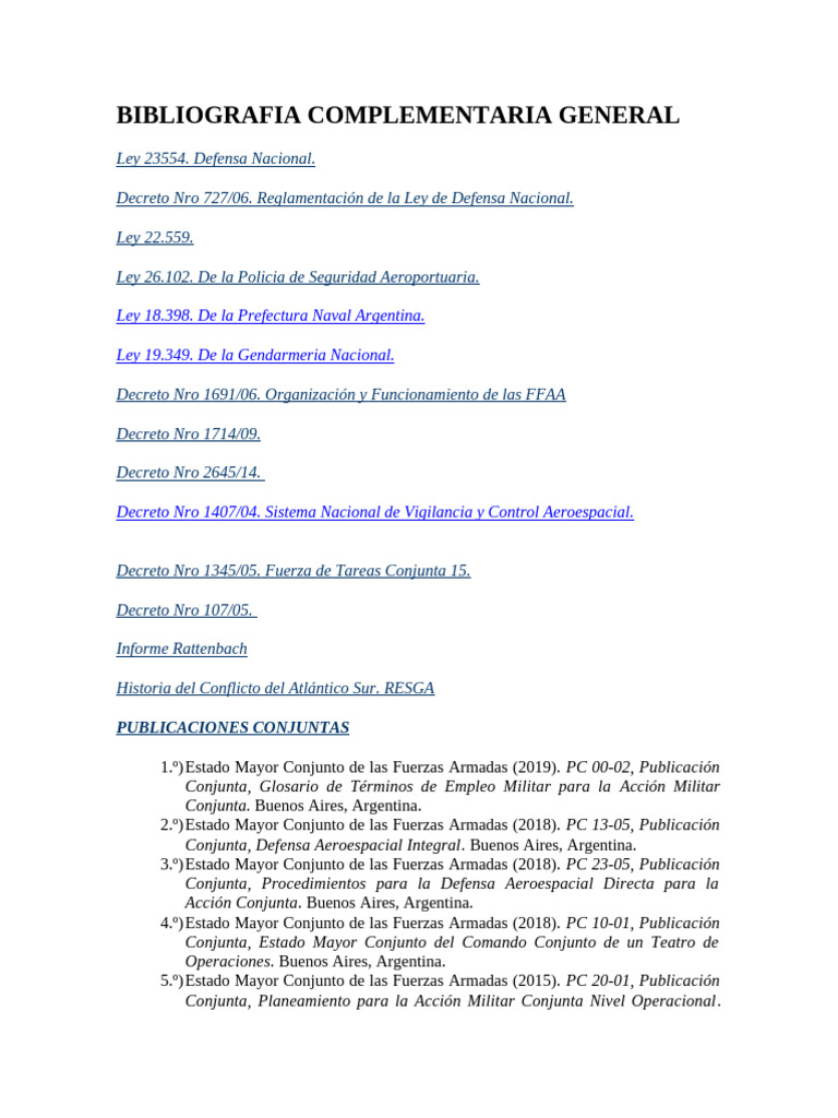 Bibliografia Complementaria DBAMC 2022 | PDF | Argentina | Militar