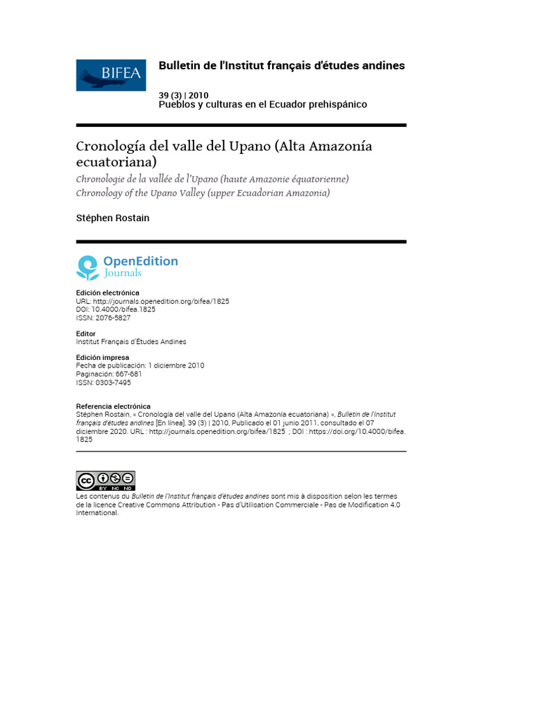 Bifea-1825cronologia Del Valle Del Upano | PDF | Cerámica | Andes