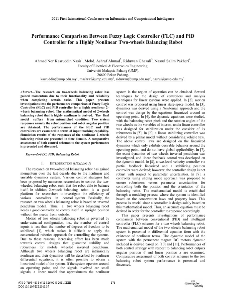 2011 Stab - Performance Comparison Between Fuzzy Logic Controller (FLC) and PID Controller For A ...