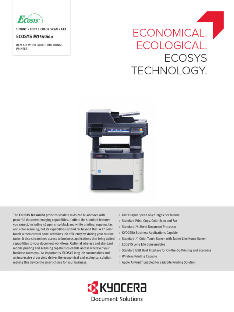 M3540idn Spec. Sheet - Final | PDF | Printer (Computing) | Image Scanner