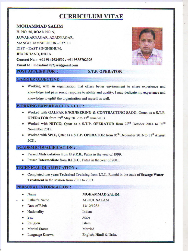 Salim CV STP | PDF