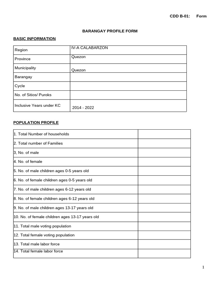 Barangay Profile and Population Data | PDF | Poverty | Poverty ...