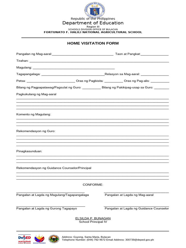 Home Visitation Form | PDF