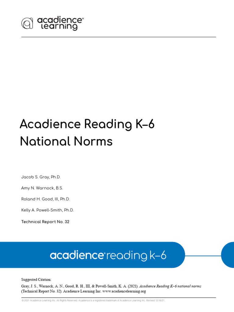 Acadience Reading Norm | PDF | Race And Ethnicity In The United States ...