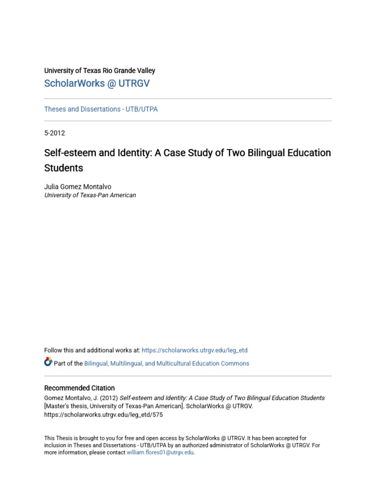 Self-esteem and Identity_ a Case Study of Two Bilingual Education | PDF | Multilingualism ...