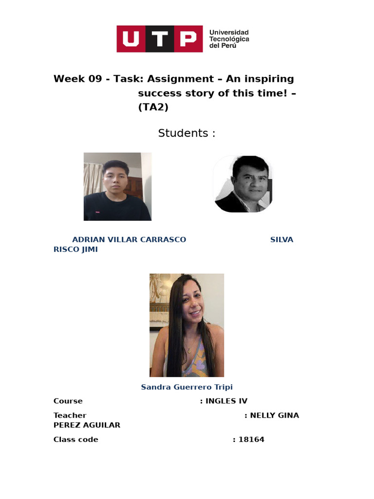 (AC-S09) Week 09 - Task Assignment – an Inspiring Success Story of This Time! - TA2 | PDF