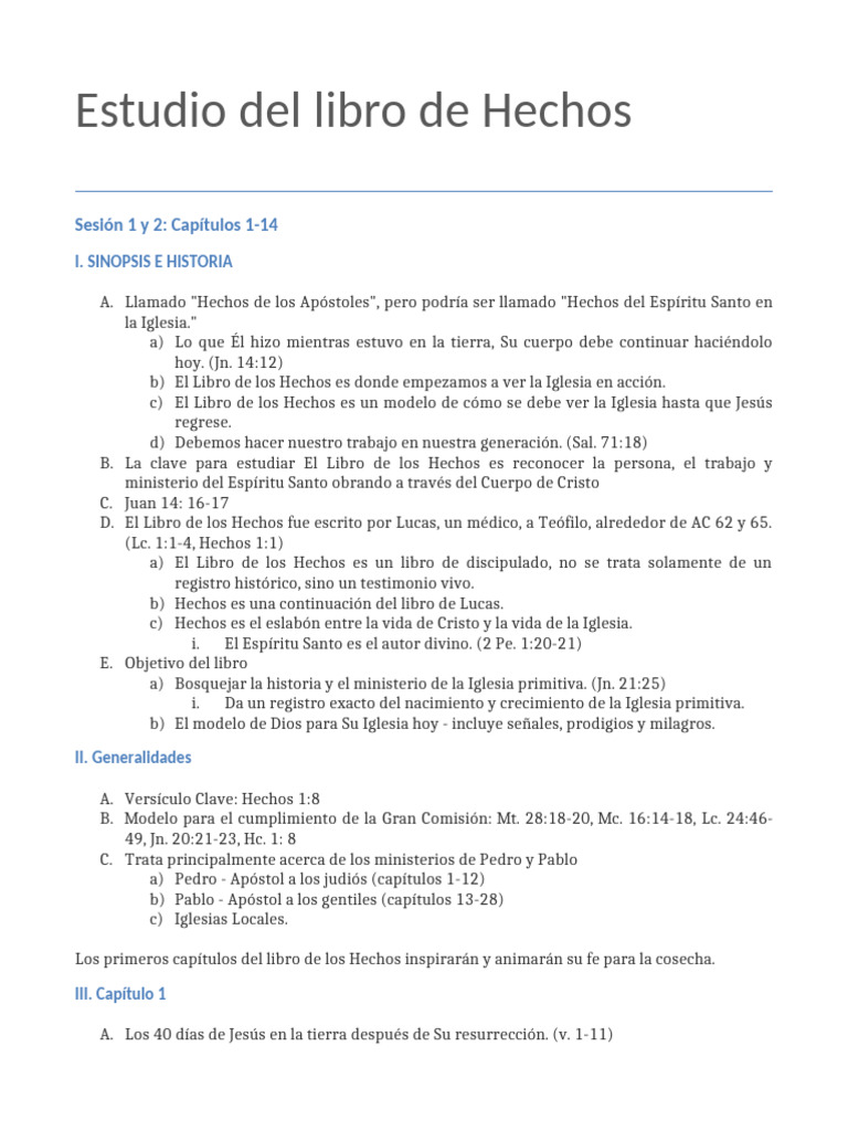 Estudio del Libro de Hechos: Capítulos 1-14 | PDF | Pablo el apóstol ...