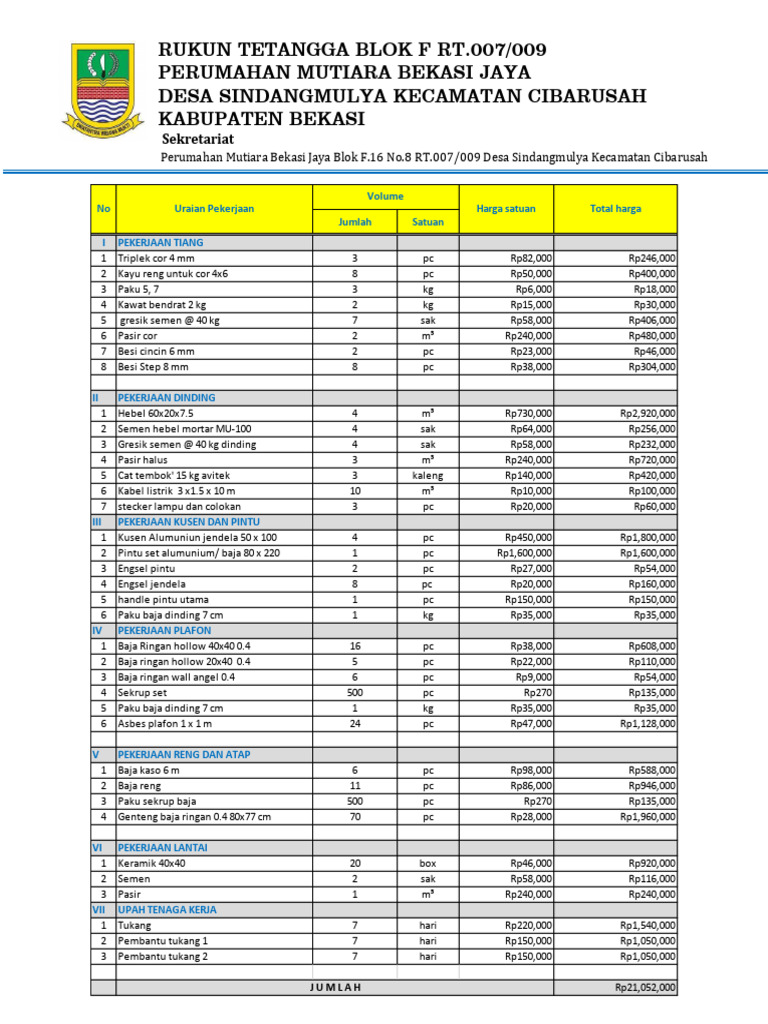 Rab Gudang 2024 RT - 007 | PDF