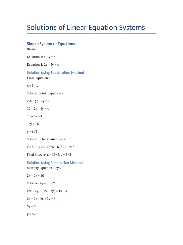 Solving Linear Equation Systems | PDF