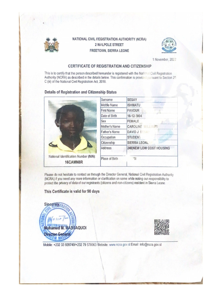 National Civil Registration Authority (Ncra) | PDF