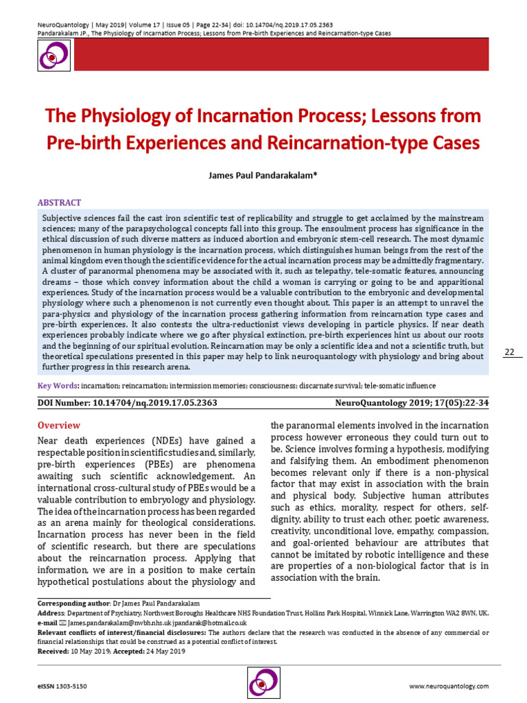 Pandarakalam 2019 The Physiology of Incarnation Process Lessons From ...