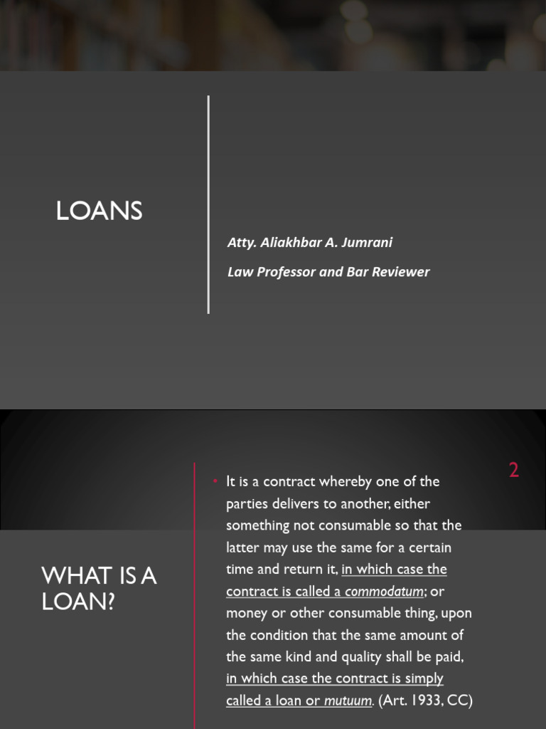 Understanding Loans: Commodatum vs. Mutuum | PDF | Interest | Loans
