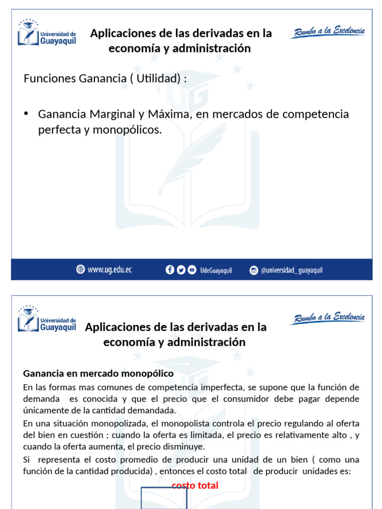 CLASES 2 Función Ganancia (Utilidad) . - Ganancia Marginal y Máxima, en ...