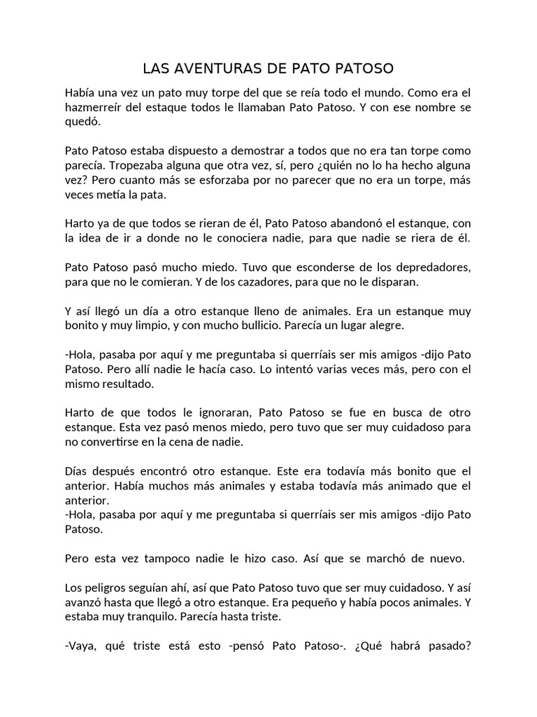 Cuento - Valentia - Las Aventuras de Pato Patoso | PDF