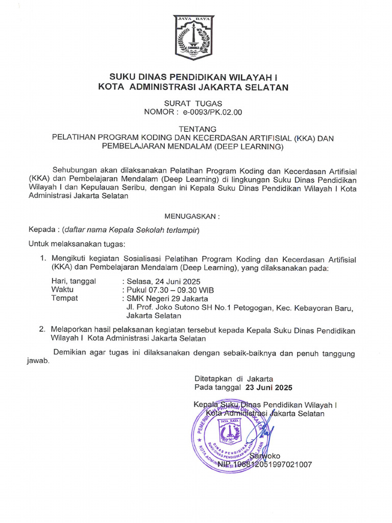Surat Undangan Sosialisasi Untuk Pelatihan Koding Dan PM | PDF