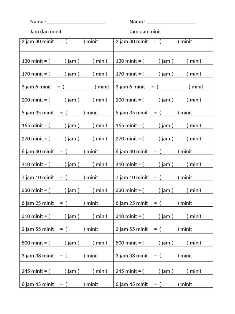 Year 3 - 1 Jam 20 Minit | PDF