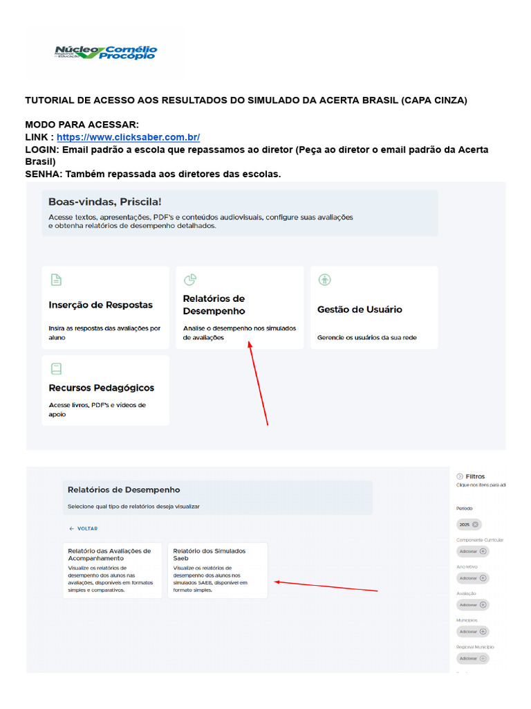 Tutorial de Acesso Aos Resultados Do Simulado Da Acerta Brasil (Capa Cinza) | PDF