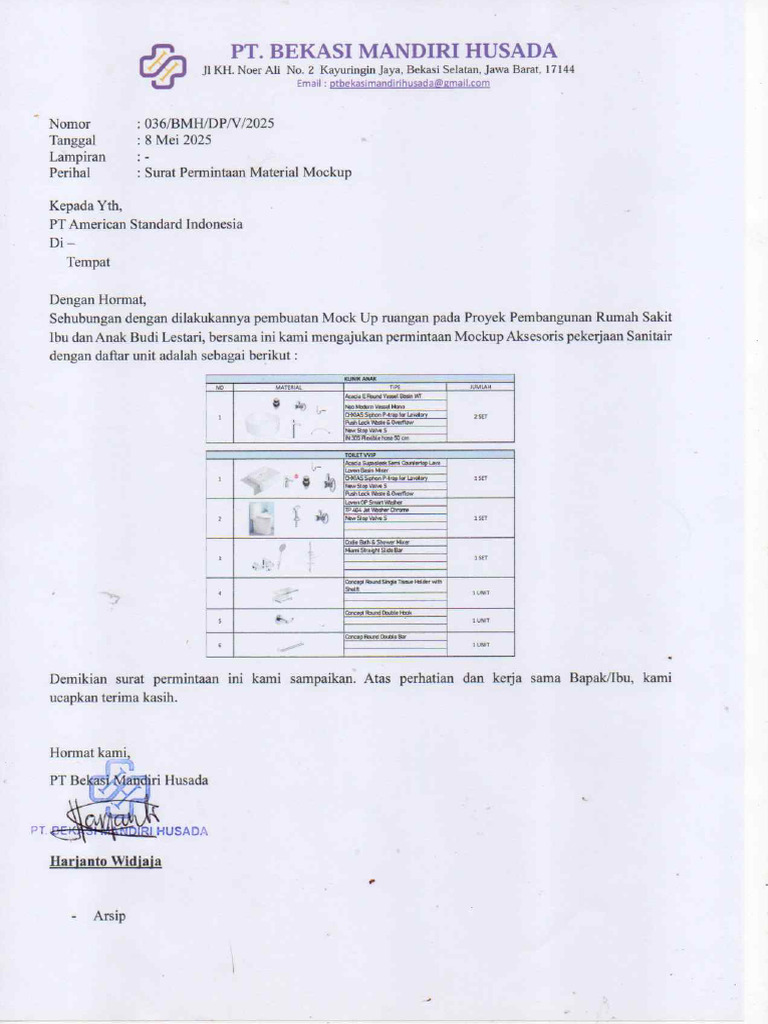 036 Surat Permintaan Material MockUp | PDF