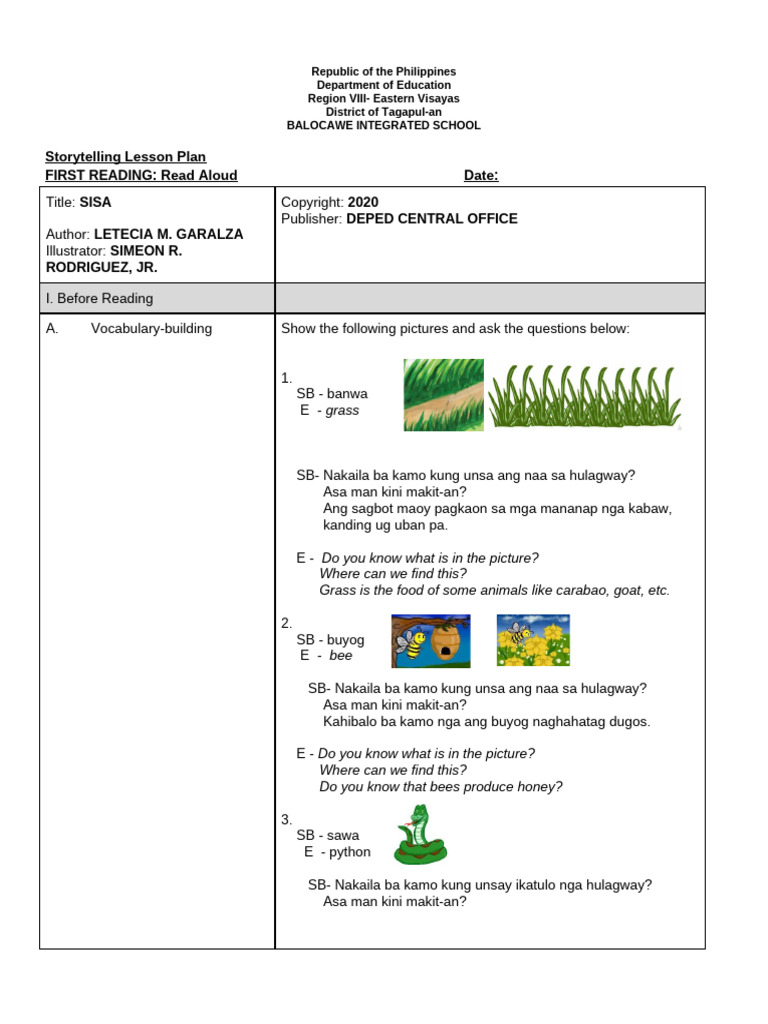 R8 KLP - Lesson Plan - Sisa - Ma. Rhoda C. Cruda | PDF | Learning ...