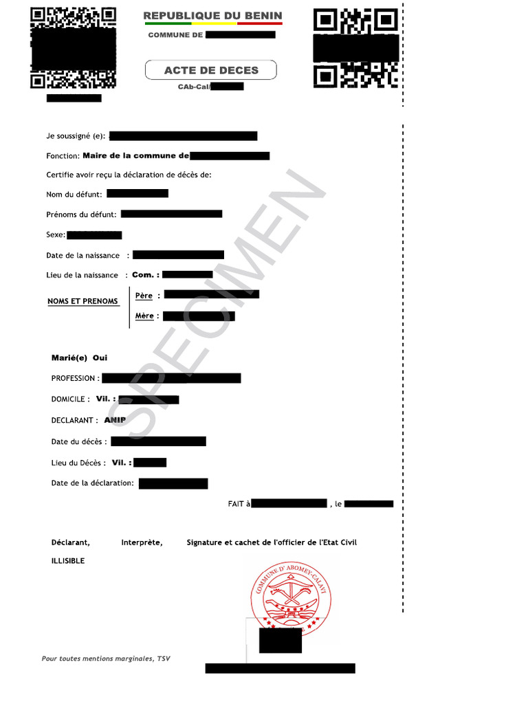 Acte de Deces Securise-1 Copie | PDF