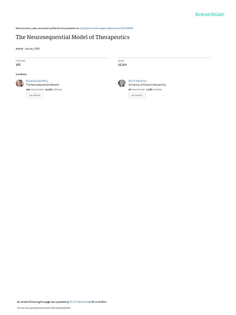 The Neurosequential Model of Therapeutics | PDF | Brain | Psychological ...