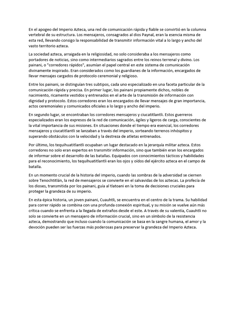 Mensajeros Aztecas: Los Painani | PDF