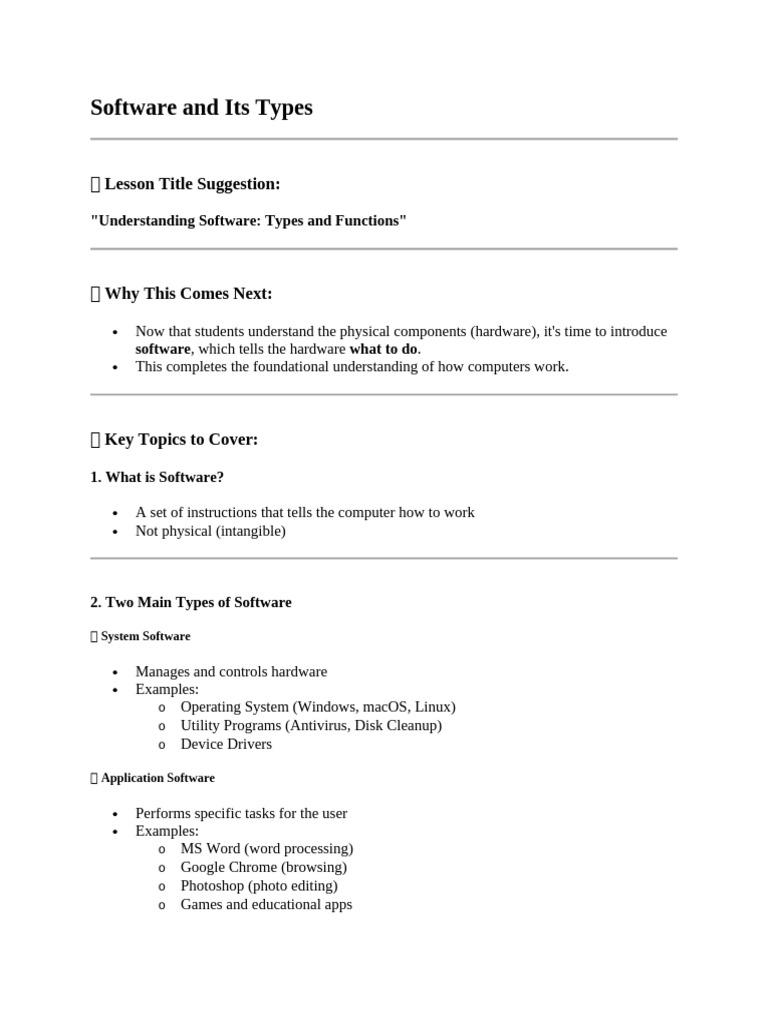 Types of Software in ICT | PDF | Application Software | Computer Virus