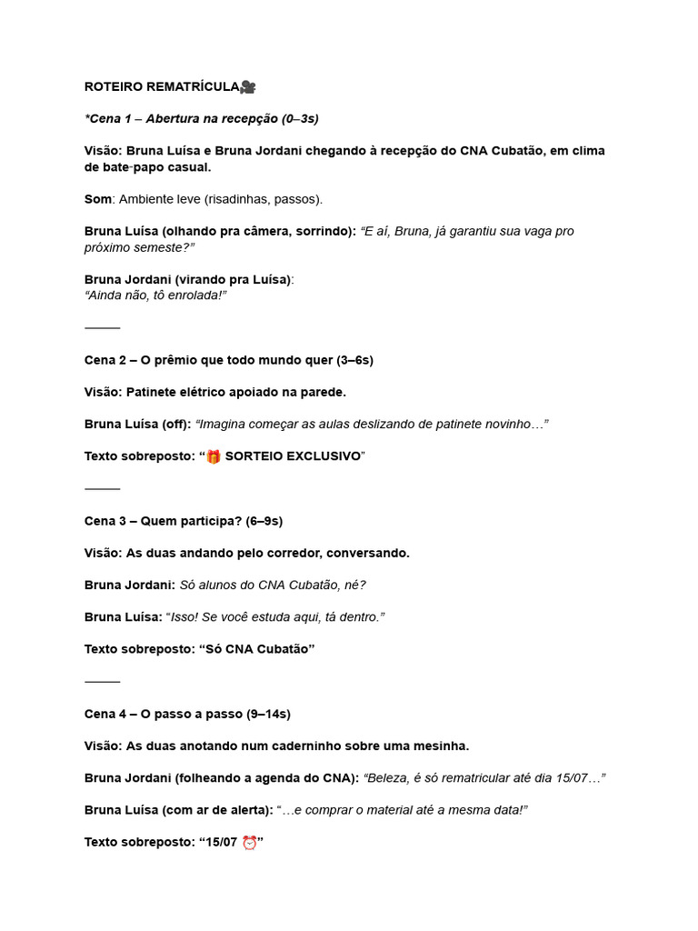 Roteiro Rema | PDF
