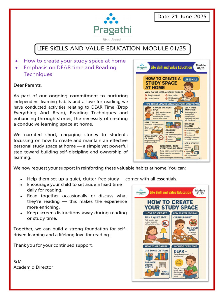 Important Circular for Parents Reference to LifeSkills & Value ...