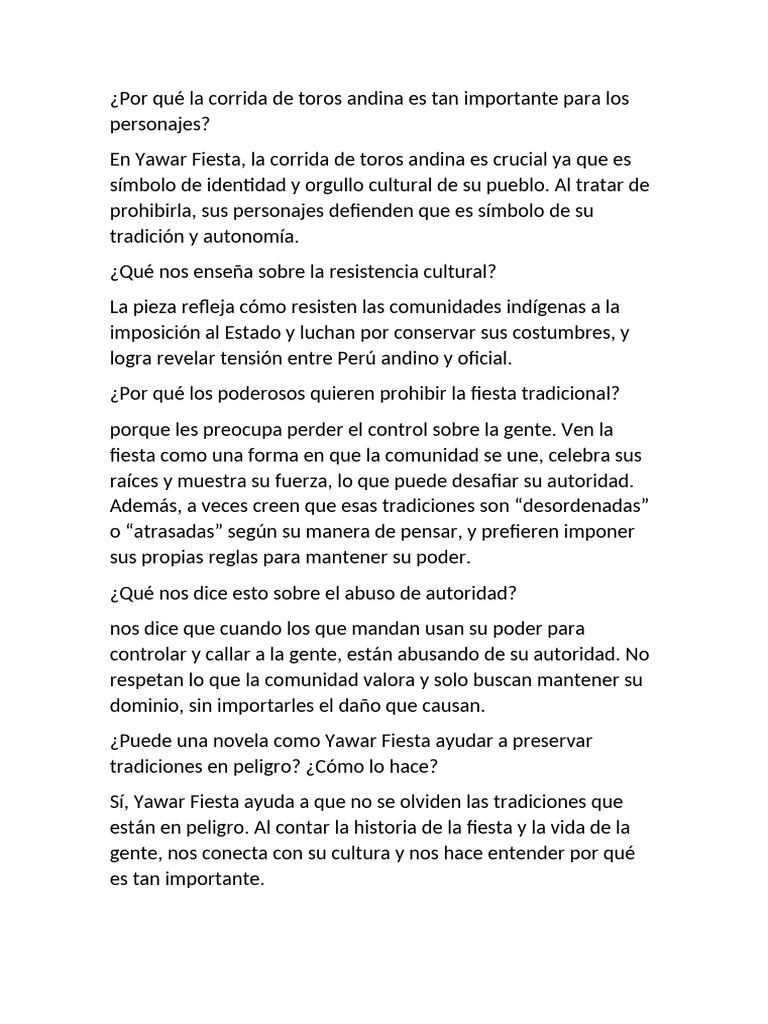 Importancia de la corrida de toros andina | PDF