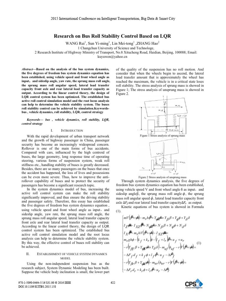 LQR-Based Bus Roll Stability Control | PDF | Control Theory | Filter ...