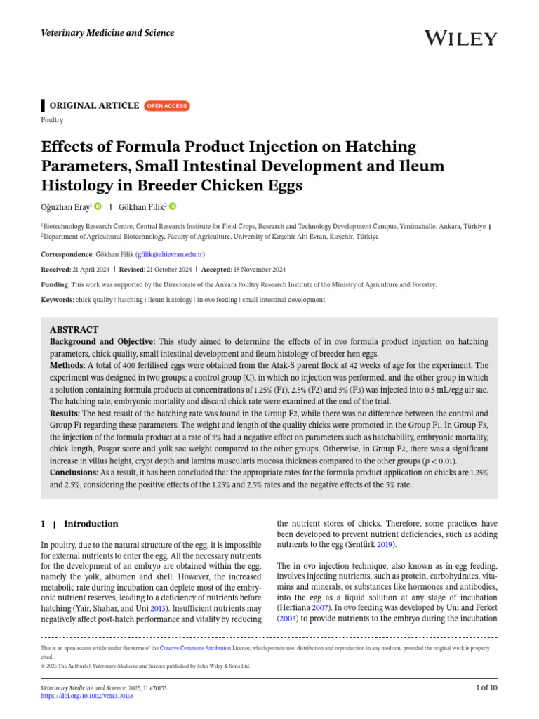 3.effects of Formula Product Injection On Hatching Parameters, Small ...