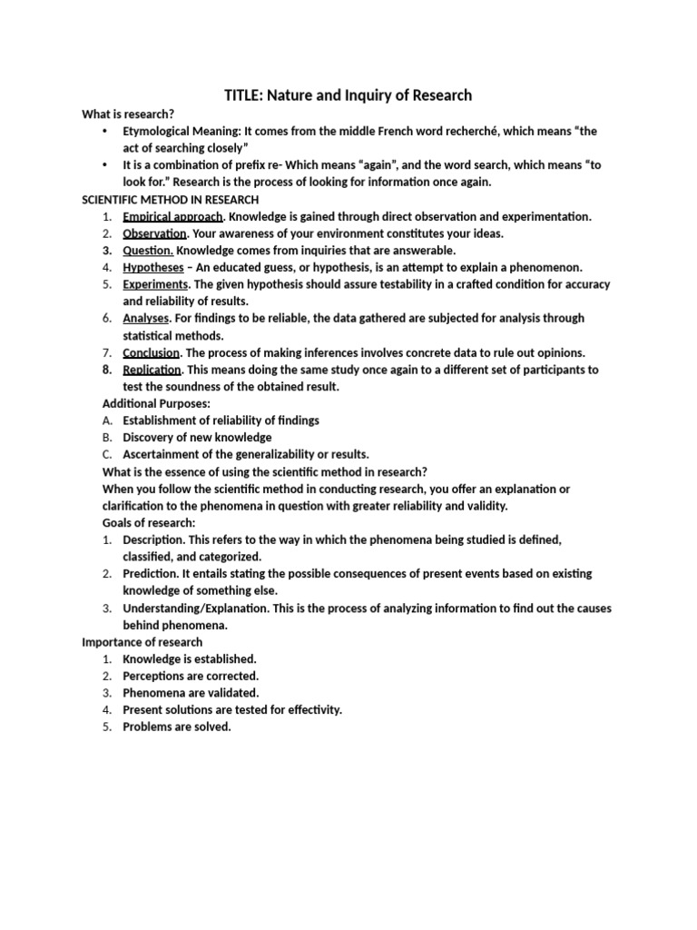 Understanding Research and the Scientific Method | PDF