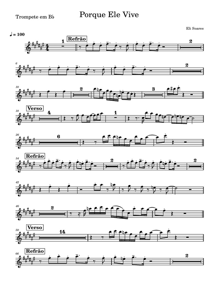 Partitura para Trompete: Porque Ele Vive | PDF