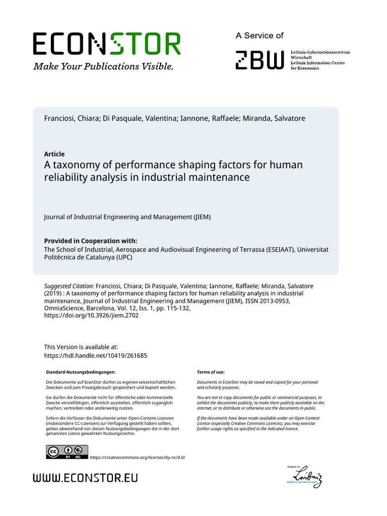 A Taxonomy of Performance Shaping Fartors For Human Reliability ...