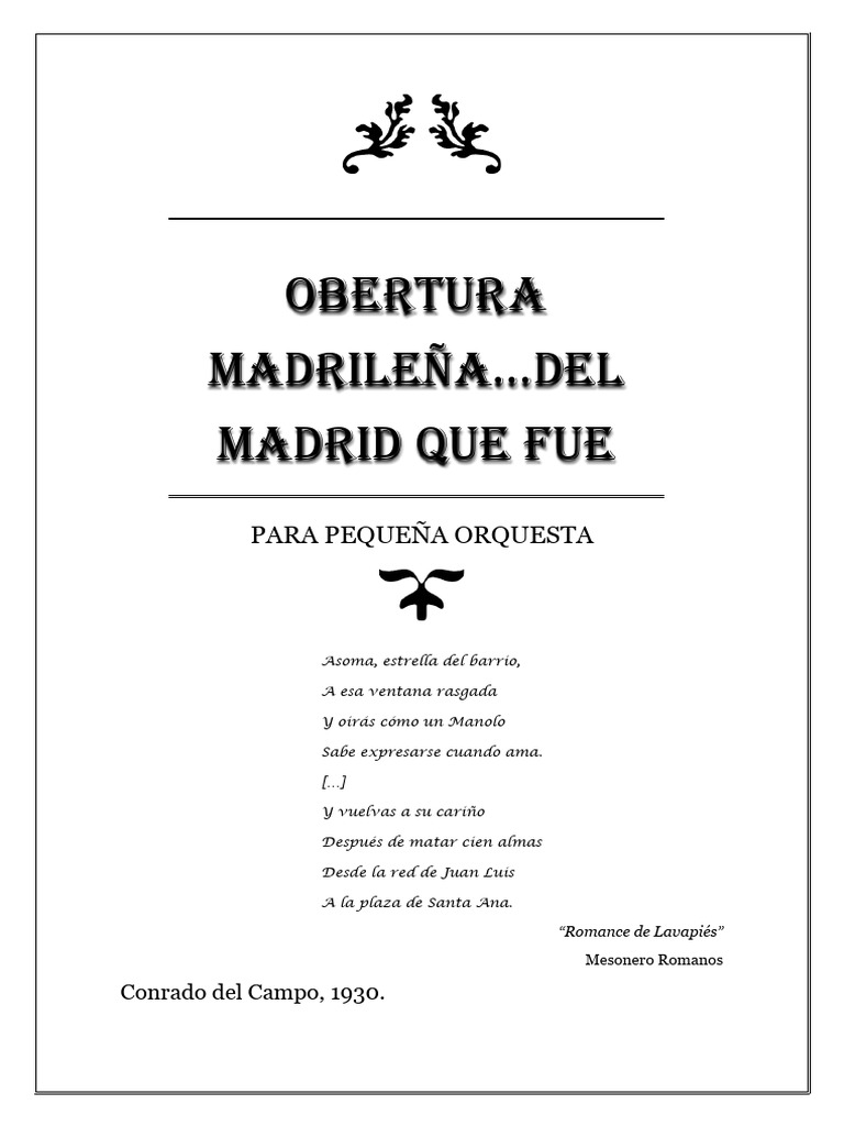 Obertura Madrileña.... Del Madrid Que Fué | PDF | Sinfonía | Orquestas ...