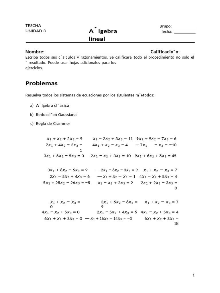 Guia Algebra Lin Unidad 3 | PDF