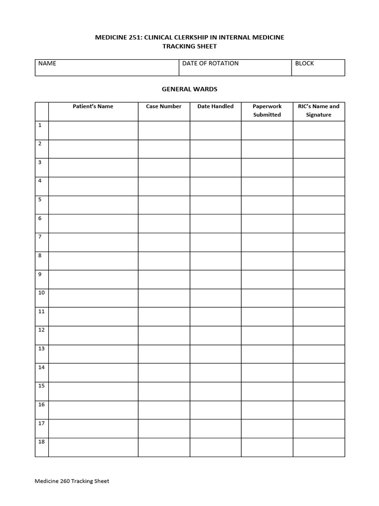 Tracking Sheets | PDF
