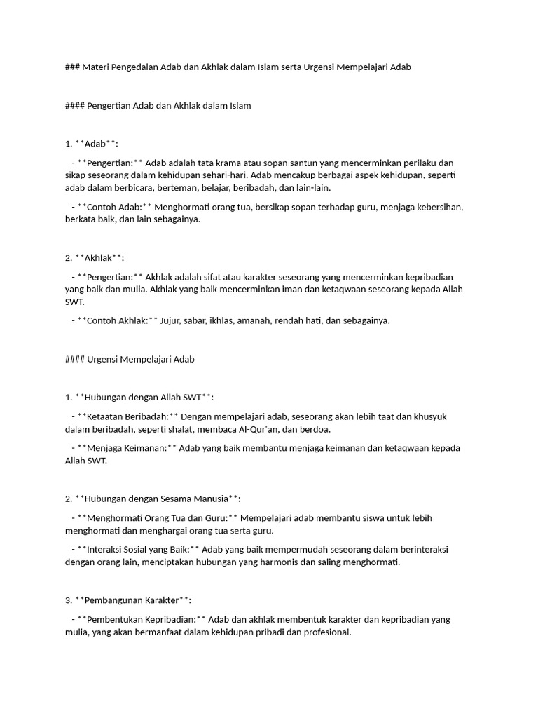 Pengertian dan Contoh Adab dalam Islam | PDF