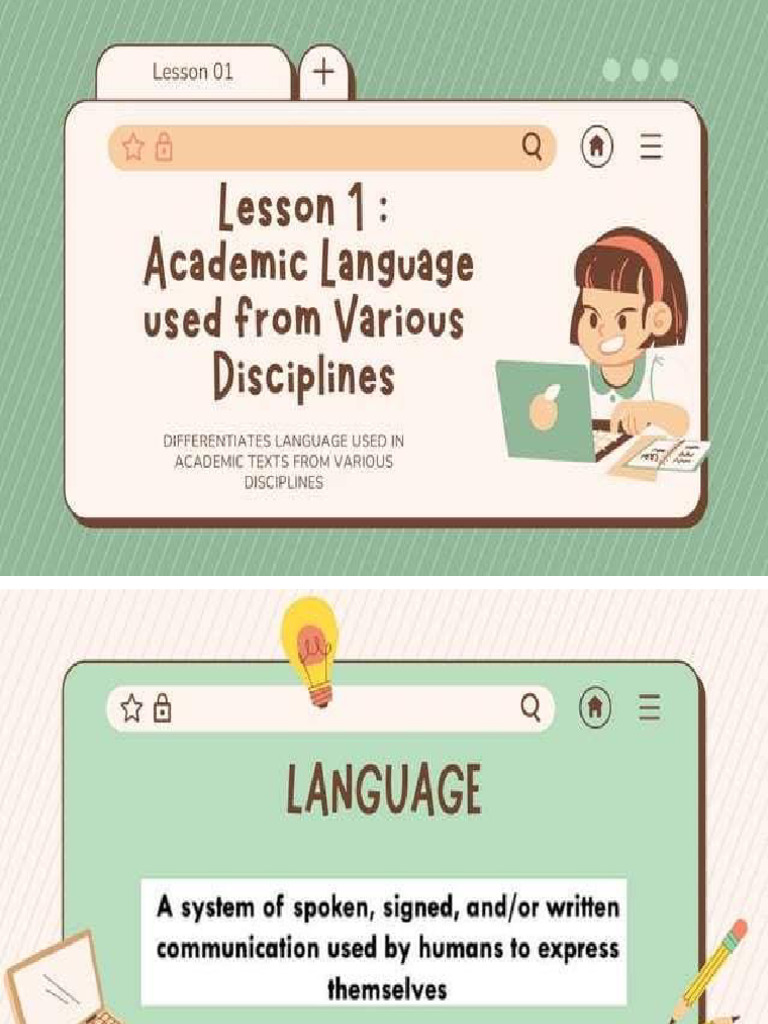 Lesson 1 Academic Language Used in Various Disciples | PDF