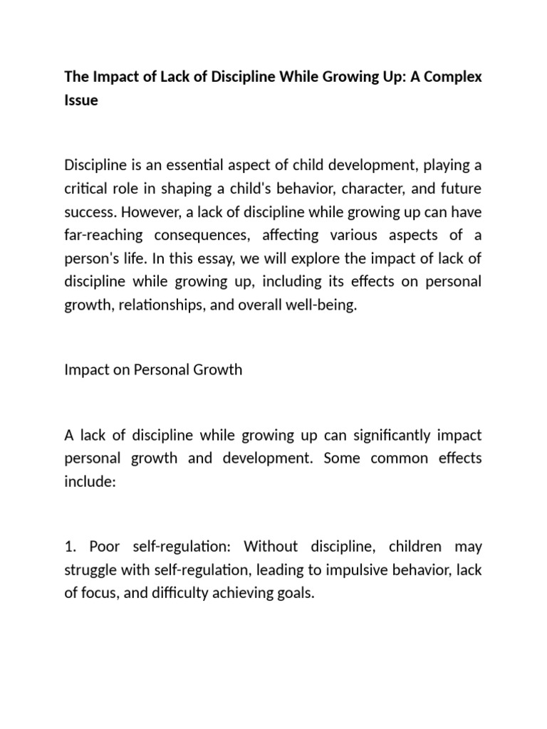 The Impact of Lack of Discipline While Growing Up | PDF | Disciplines ...