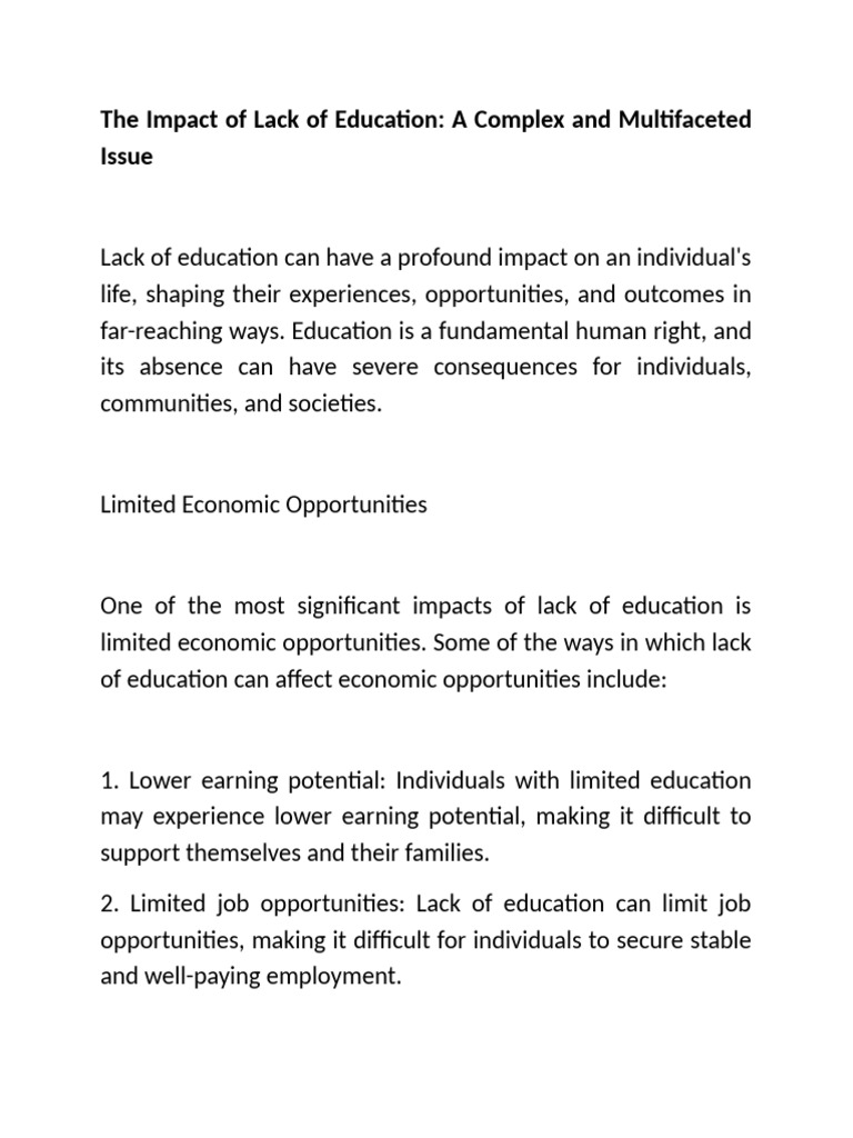 Consequences of Educational Deficiency | PDF | Chronic Condition ...