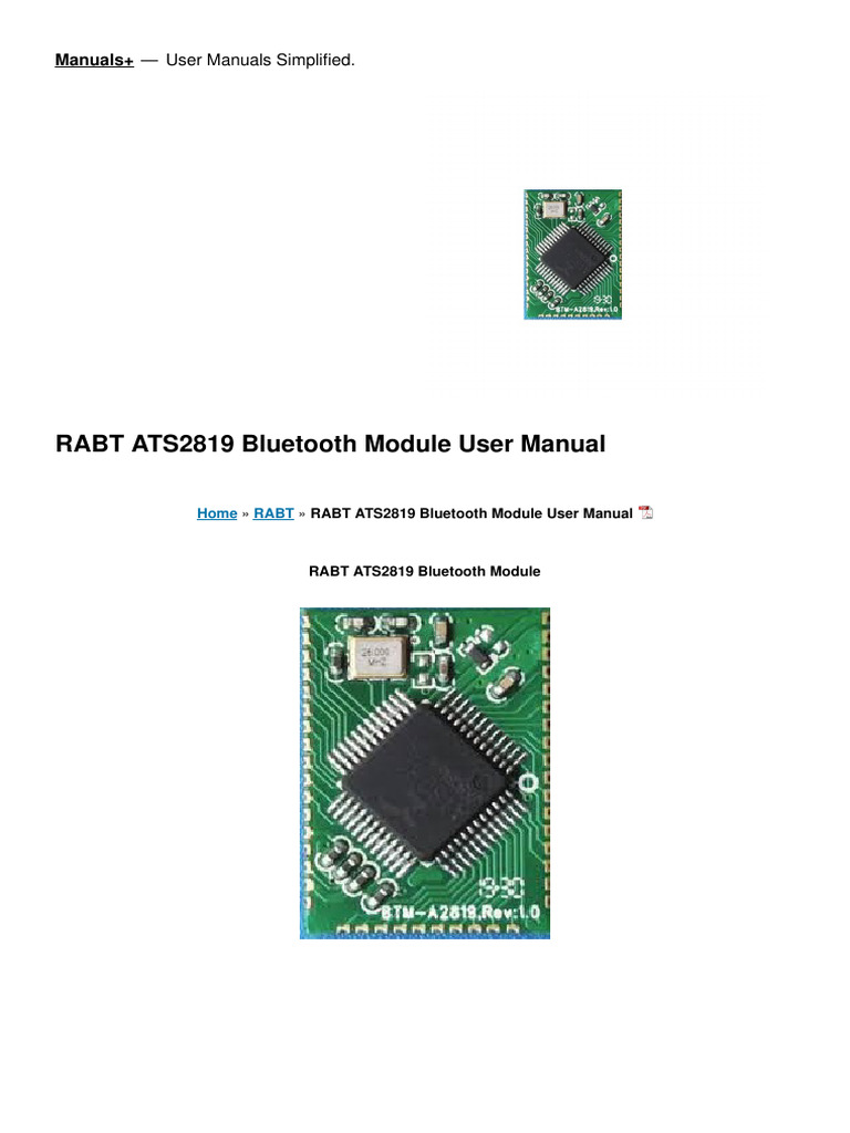 Ats2819 Bluetooth Module Manual | PDF | Bluetooth | Telecommunications Engineering