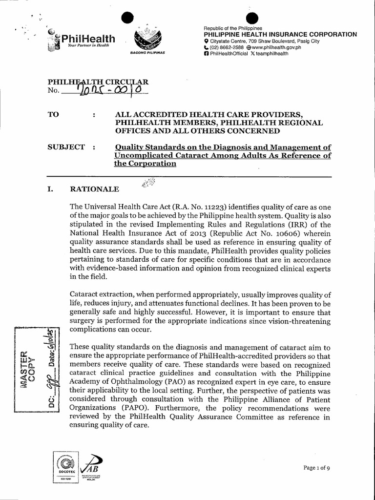 PC 2025 0010 New Phic Circular 10june2025 | PDF | Cataract | Eye