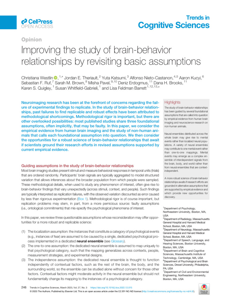 Improving-The-Study-Of-Brain-Behavior-Relationship 1 | PDF | Psychology ...