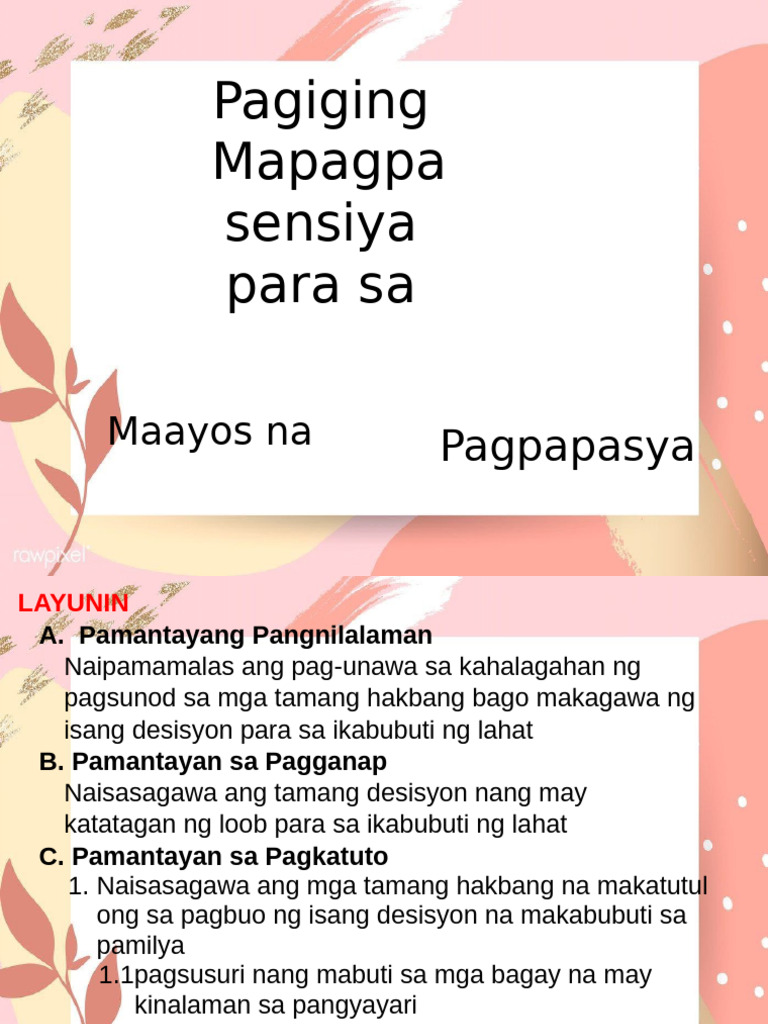 Pagiging Mapagpasensiya para Sa Maayos Na Pagpapasya | PDF