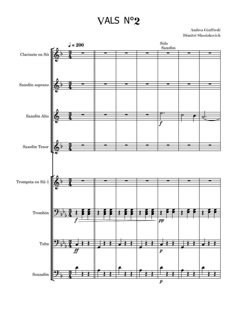 Vals 2-Partitura - y - Partes - 2 | PDF