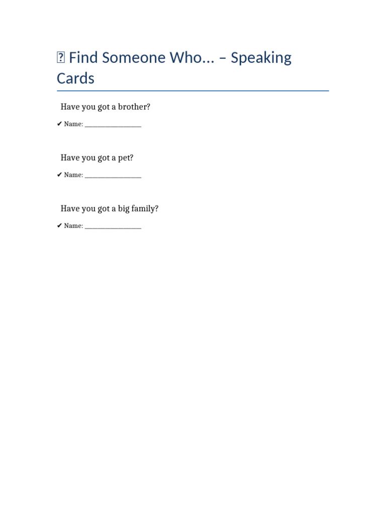 Find Someone Who Cards | PDF