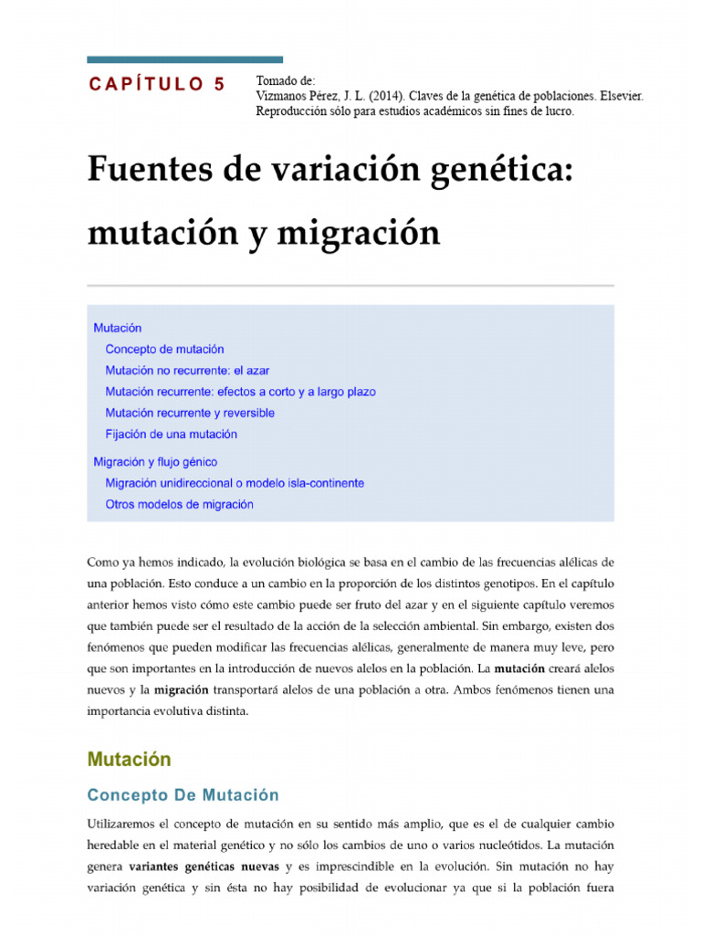 Efectos de la Mutación en Poblaciones | PDF | Mutación | Evolución