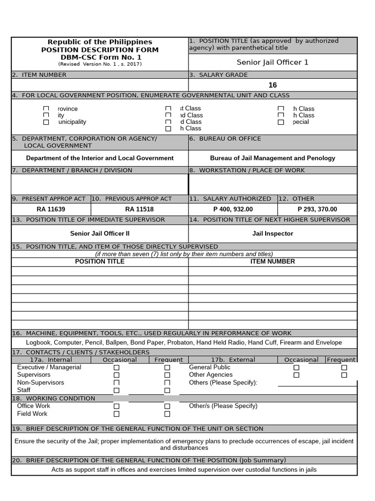 Senior Jail Officer Position Overview | PDF